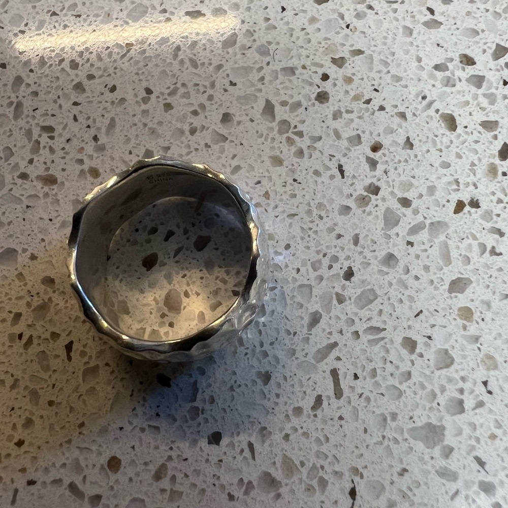 Heavy Sterling Silver Nugget Style Ring - Gem